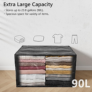 SUOCO 6 Pack 90L Clothing Storage Bags, Heavy Duty Storage Bins, Extra Large Moving bags, Storage Containers for Clothes, Blankets, Comforters, Bed Sheets and Pillows