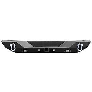 DV8 Offroad | Full Width Rear Bumper with Flush Mount LED Lights for 07-18 Wrangler JK | Black Finish