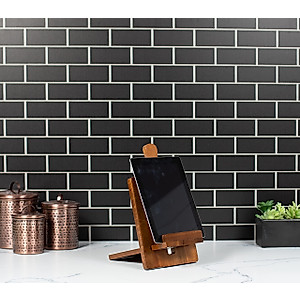 BIRDROCK HOME Wooden Cookbook Tablet Stand for The Kitchen Counter | Natural Acacia Wood | Cooking Recipe Holder | Multi-Purpose | Cord Hole | Easy Assembly