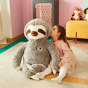 IKASA Large Sloth Stuffed Animal Plush Bradypode Toy for Children (Gray, 30 inches)