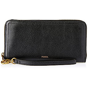 Fossil Logan Leather Zip Around, Black