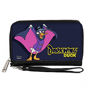 Buckle-Down Women's PU Zip Around Wallet Rectangle-Darkwing Duck, 7.5"x4.5"