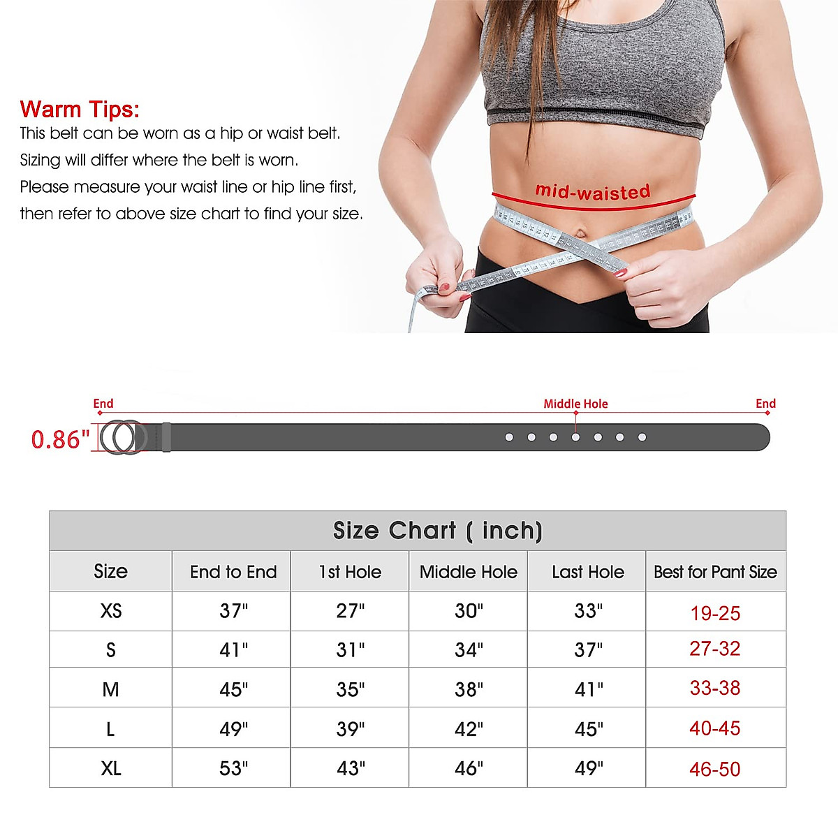 SANSTHS Double Ring Black Leather Belts for Women Gold Buckle Thin Dress Belt for Jeans Pants, Black S