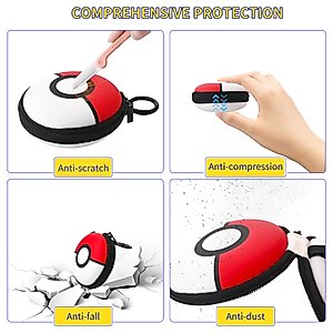 HYPERCASE Carrying Case for Pokémon GO Plus + 2023 , with PC Protective Cover for Pokemon GO Plus, One Carry Case Hand Strap and Clear Hard Shell Wrist Strap（Red and white）