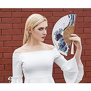 Fringed Folding Fan Hand Fan Pocket Fan Retro Bamboo Handle Fan Wedding Summer Party Dancing Cosplay Vintage Style