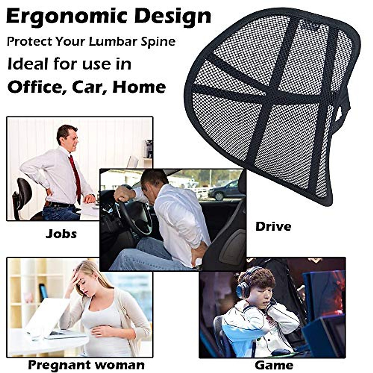 Big Ant Lumbar Support, Car Back Support Mesh Double Layers Ergonomic Designed for Comfort and Lower Back Pain Relief - Car Seat Lumbar Support for The Driver, Office Chair, Wheelchair