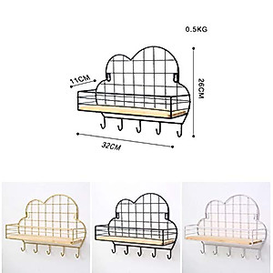 Tofficu Cloud Shape Storage Rack Durable Metal Wall-Mounted Shelf Home Decoration for Living Room Bedroom