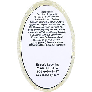 Vanilla Musk Shampoo Soap Bar By Eclectic Lady with Pure Argan Oil, Silk Protein, Honey Protein and Extracts of Calendula Flower, Aloe, Carrageenan, Sunflower - 4 oz Bar