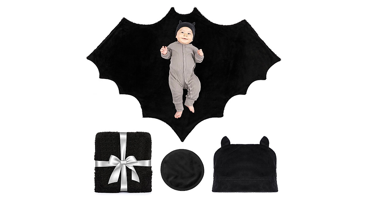 Gothic Baby Bat Swaddle Blanket Gift Set - Bumba Kids