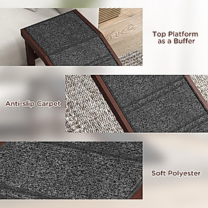 PawHut Dog Ramp for Bed, Pet Ramp for Dogs with Non-Slip Carpet and Top Platform, 74" x 16" x 25", Brown