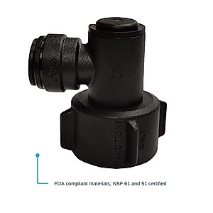 John Guest 3/4 Inch NH x 3/8 Inch OD ProLock Female Garden Hose Elbow, Push to Connect Plastic Plumbing Fitting, Black, NC2723P, 1 Count (Pack of 1)