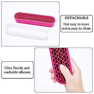 GORGECRAFT Multipurpose Sew Desktop Organizers Silicone Make Up Brush Holder Cosmetic Storage Box Craft Tool Supplies Stash and Store for Pen Pencils Brushes Tools(Hot Pink)