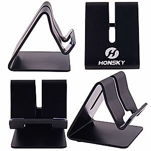 Honsky Solid Portable Universal Aluminum Desktop Desk Stand Hands Free Mobile Smart Cell Phone Holder Tablet Display Stand, Cellphone Stand, Smartphone Mount, Black