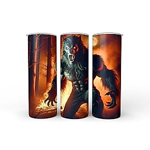 Wolf Tumbler, 20 oz Wolves Gifts Coffee Travel Mug Cup Tumblers Double-Wall Vacuum Insulated, Leakproof. Horror tumbler