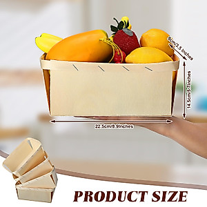Bokon 30 Pcs Wood Berry Basket Bulk 2 Quarts Berry Picking Wooden Baskets Wood Fruit Pint Containers Vented Wooden Boxes for Picking Food Storage Gift Art Craft Decor 8.9 x 5.7 x 3.5 Inch