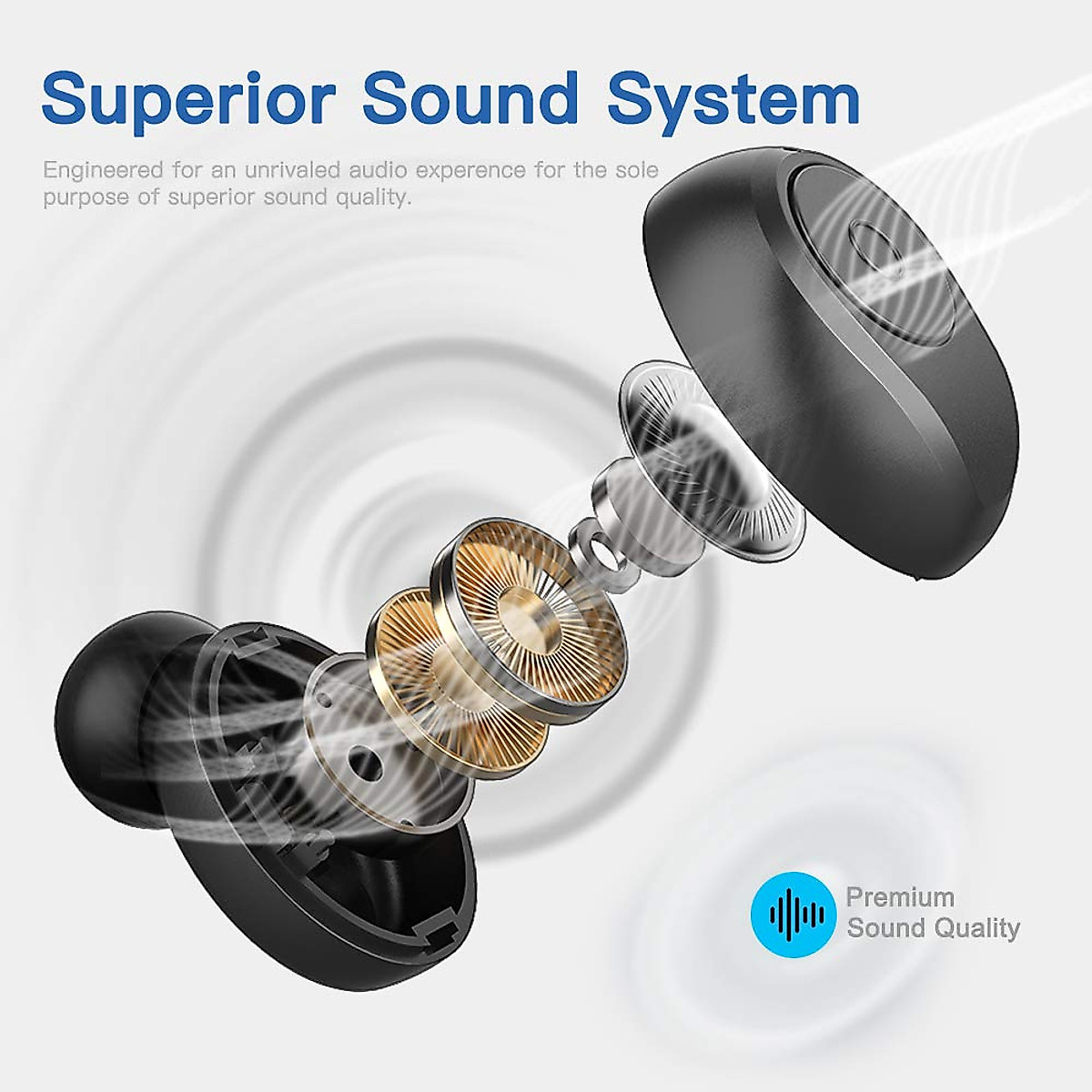 Bluetooth 5.0 Wireless Earbuds Super Portable True Wireless Stereo Headphones in Ear Deep Bass Built in Mic IPX6 Waterproof with Charging Case (Only 50g) 40H Playtime for Workout Running (Black red)