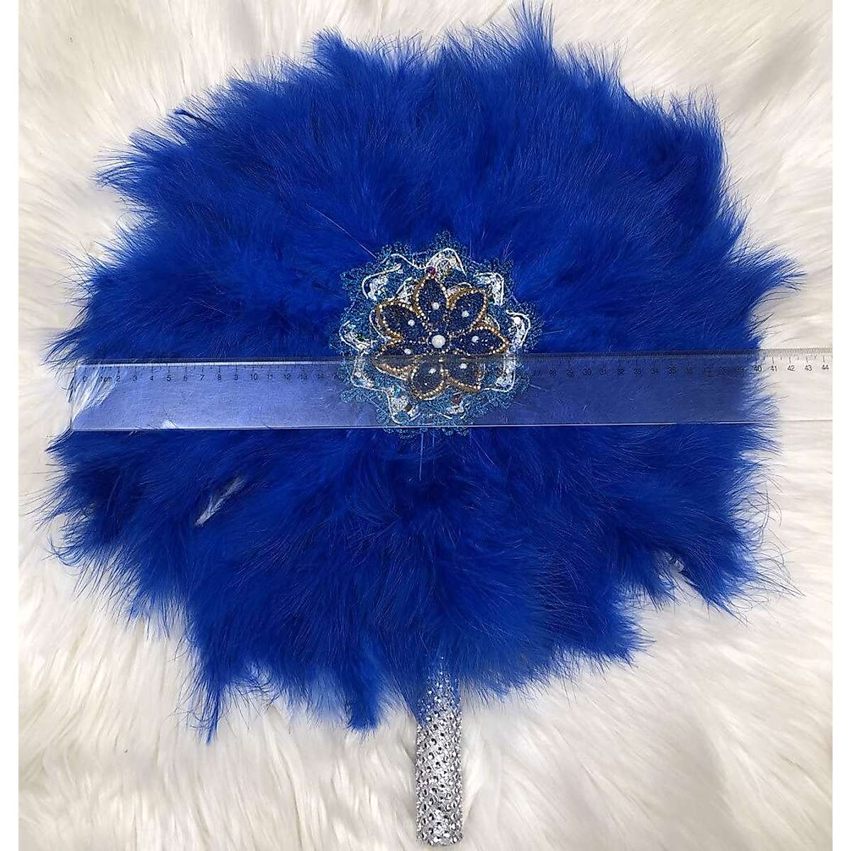 1pcs One-Side African Turkey Feather Hand Fan for Bridal Wedding Handmade Nigerian Eventaille Marriage Hand Fan - One Sided Hand Fan