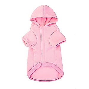 Jnancun Cat Clothes for Cats Only Winter Hoodie Sweatshirts with Pockets Warm Cat Outfits for Cat(X-Small, Pink)