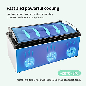 Wixkix Commercial Gelato Display Freezer, Countertop Hard Ice Cream Showcase with 6 Round Pan, Ice Cream Dipping Cabinet with LED Light for Restaurant Ice Cream Shop, Air Cooling, 110V