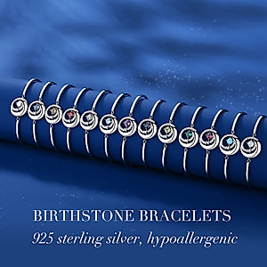 FANCIME February Birthstone Bracelets for Women 925 Sterling Silver Moon and Star Bangle Charm Amethyst Bracelet Purple Gemstone Jewelry Birthday Christmas Gifts for Mom Her