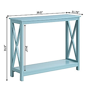 Convenience Concepts Oxford Console Table with Shelf, Sea Foam Blue