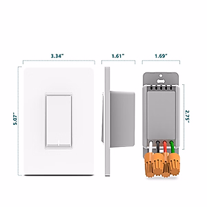 TREATLIFE Single Pole Smart Light Switch, Neutral Wire Required, 2.4Ghz Wi-Fi Light Switch, Works with Alexa and Google Home, Schedule, Remote Control, ETL Listed