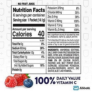 Pedialyte with Immune Support, 36 count, Electrolytes with Vitamin C and Zinc, Advanced Hydration with PreActiv Prebiotics, Mixed Berry, Electrolyte Drink Powder Packets