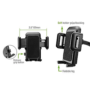 Upgraded Car Phone Holder Mount Windshield & Dashboard Mount, Long Arm Cell Phone Holder with Strong Suction Cup