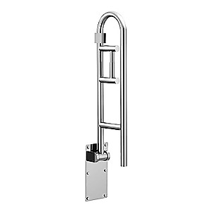 Moen Stainless Safety 30-Inch Flip-Up Bathroom Grab Bar with Integrated Toilet Paper Holder, Wall Mounted Support for Handicapped or Elderly, R8962FD