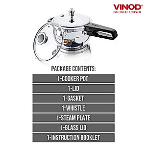 Vinod Pressure Cooker Stainless Steel – Glass Lid Handi Pot - 3.5 Liter – Indian Pressure Cooker – Stove Top Sandwich Bottom – Best Used For Indian Cooking, Soups, and Rice Recipes, Quinoa