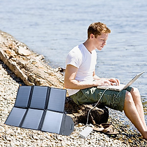 FlexSolar 60W Portable Solar Panels Chargers QC3.0 USB-A PD3.0 USB-C DC5521 8mm Output Foldable IP65 Waterproof Power Emergency Camping for Small Power Station Generator Tablets Battery Packs