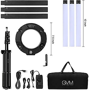 GVM Great Video Maker 600S LED Ring Light, 90W Dimmable Led Video Light Kit with Detachable Light Bars, Photography Lighting Led Video Lighting Kit for Live Broadcast, YouTube, CRI 97+ 3200K-5600K
