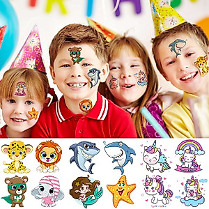 Rejaski 50 PCS Cute Animals ZOO Kids Temporary Tattoos For Girls Butterfly Mermaid Unicorn, 3D Cartoon Fake Tattoos For Child Toddler Boys Teen, Fun Small Tatoo Party Favor Sets Supplies Decoration