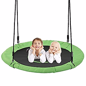 Tree Swings for Kids Outdoor, 40 Inch Diameter 600lb Weight & Adjustable Hanging Ropes Tree Swings, Great for Playground Swing, Backyard and Playroom(Green)