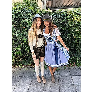 NociHah Men German-Oktoberfest-Alpine-Fedora-Hat - Women Bavarian Swiss Traditional Felt Costume Hat with Feather for Oktoberfest Party(S-M)