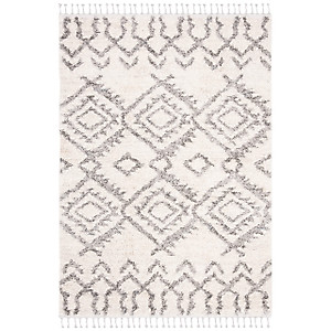 SAFAVIEH Berber Fringe Shag Collection Area Rug - 9' x 12', Cream & Grey, Moroccan Design, Non-Shedding & Easy Care, 1.2-inch Thick Ideal for High Traffic Areas in Living Room, Bedroom (BFG611A)
