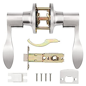 GOBEKOR 6 Pack Passage Lever Door Handle Brushed Nickel Wave Door Levers Interior Door Handles for Closet Keyless Indoor Door Locks