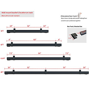 DIYHD 5FT Box Rail Heavy Duty Exterior Sliding Barn Door Hardware, Wall Mount Kit, Powder Coated Black, Fit Max Outdoor Width 30in, MAX Load 300lbs (No Door)