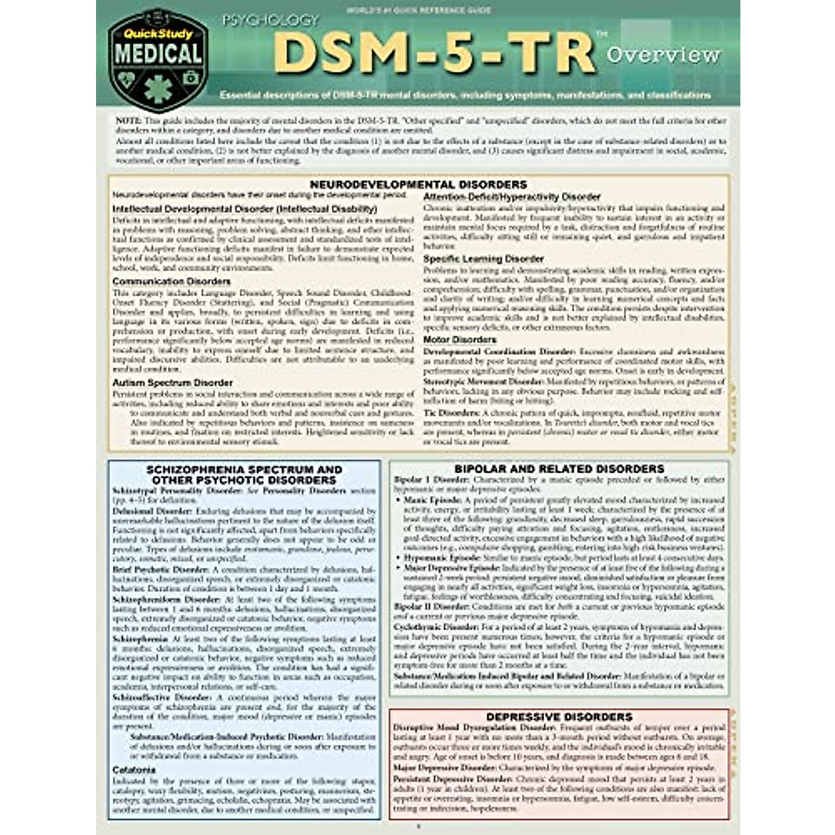 DSM-5-TR Overview: a QuickStudy Laminated Reference Guide