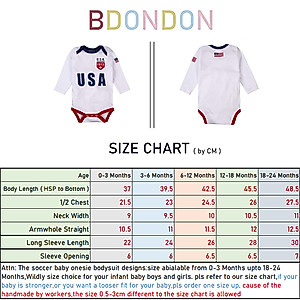 BKD Newborn Baby Boy Girls Clothes Unique Soccer Onesie Bodysuit US Soccer Baby Outfit L&S Sleeve Soccer Infant Creeper (USA-WBL, 6-12 Months)
