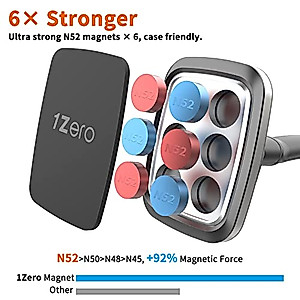 Magnetic Phone Car Mount [14-Inch Gooseneck Long Arm Extension], 1Zero Universal Windshield Dashboard Industrial-Strength Suction Cup Car Phone Holder with 6 Strong Magnets, for All Cell Phones iPhone