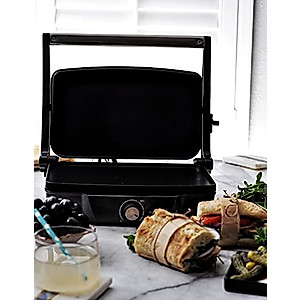 IMUSA USA Electric Stainless Steel Panini Press with Adjustable Temperature Settings and Nonstick Plates, 1200W