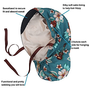 ABAMERICA Ponytail Scrub Caps for Women Surgical Caps Nurse Hat with Functional Ponytail Holder for Long Hair, Single or Satin-Lined