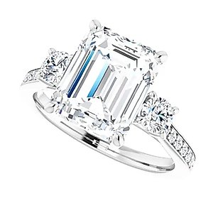 925 Silver, 10K/14K/18K Solid Gold Moissanite Engagement Ring, 3.0 CT Emerald Cut Handmade Solitaire Ring, Diamond Wedding Ring for Women/Her Anniversary Ring, Birthday Gifts, VVS1 Colorless Ring