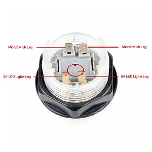 EG Starts 5X 30mm Arcade LED Lights Push Button Built-in Switch 5V Illuminated Buttons for Arcade Machine Games DIY Kit Parts Jamma Mame Raspberry Pi 1 2 3 ( Each color of 1 Piece ) & 5 Colour