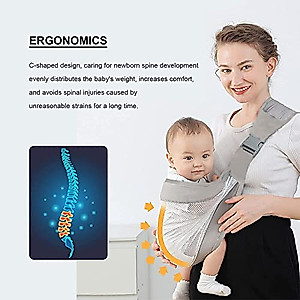 Baby Carrier,Adjustable Babies Holder Carrier,Baby Half Wrap Hip Carrier,One Shoulder Save Energy,Lightweight Breathable Mesh Natural Cotton Fabric,Suitable for Newborns Weighing 45 lbs