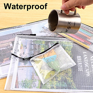 25pcs Multisize Mesh Zipper Pouch Bags, Waterproof Zipper Bags, 8 Sizes Waterproof Plastic Document Pouch, Bags for Travel Storage, Office Supply and Home Organize