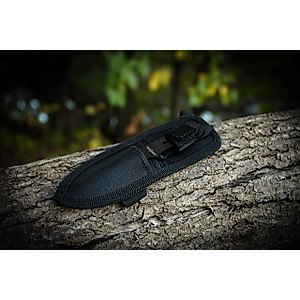 Set of 3 Black/Satin Finish Throwing Knives with Thunder Bolt Etching, Black Handles, Nylon Sheath - BladesUSA