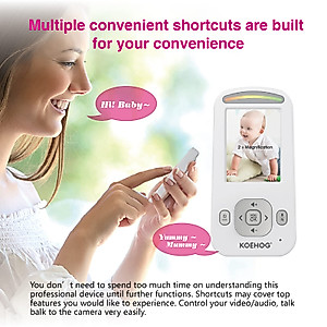 Video Baby Monitor, Slim Handheld, Non-Slip Design, 2.4" Vertical Screen Monitor & 2 Camera, Range up to 1000ft, 18 Hour Battery Life, 2-Way Talk, Night Vision, Temperature Monitor, No WiFi.