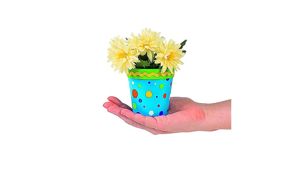Fun Express Mini Ceramic Flower Pots - 12 Pack for Kids